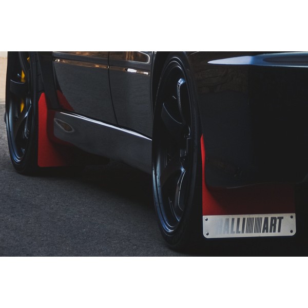 RALLIART MUD FLAP SET, LANCER EVO CT9A, RED & ALUMINUM